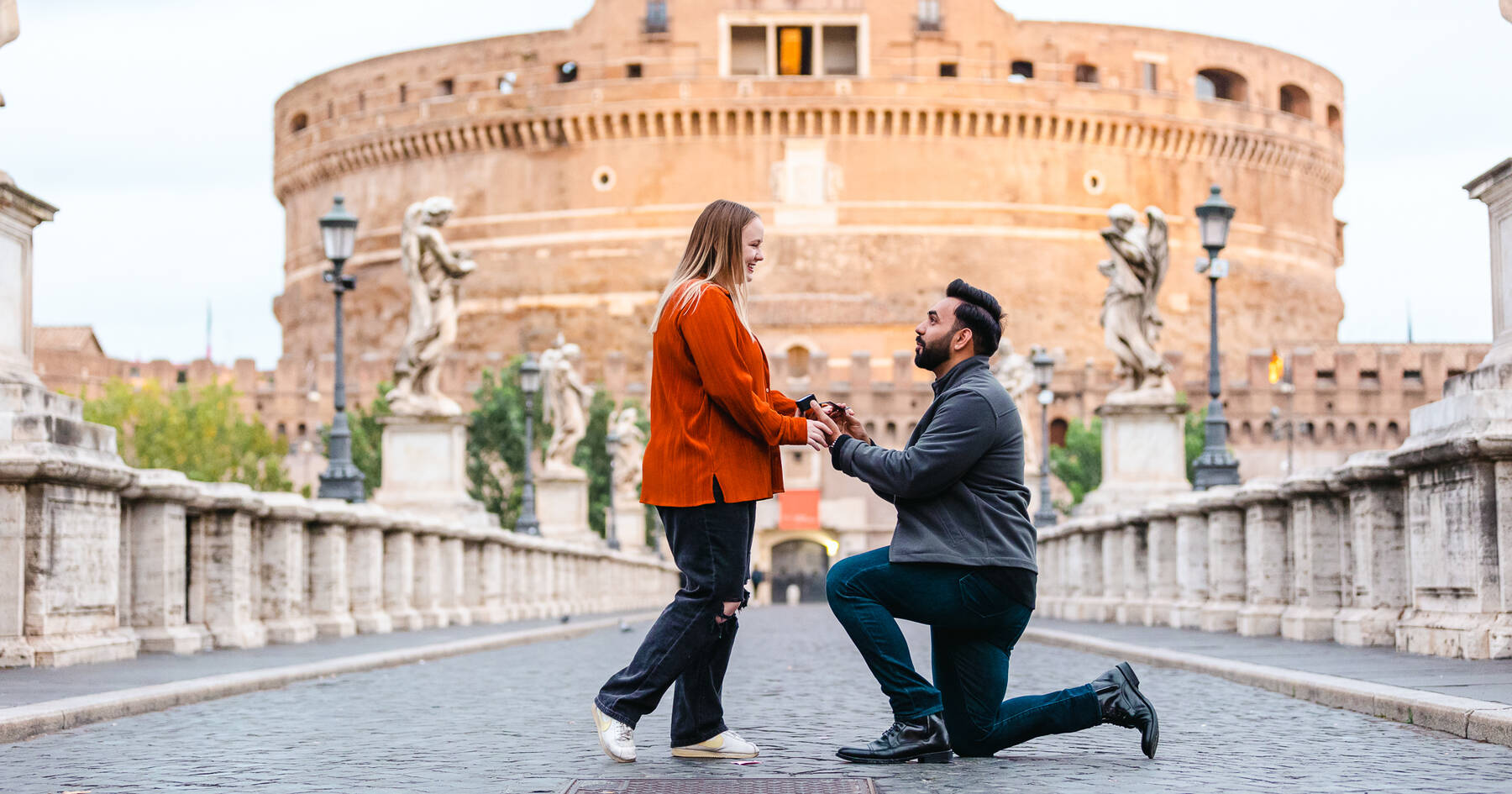 Surprise Marriage Proposal on Castel Sant'Angelo Bridge with Caroline ...